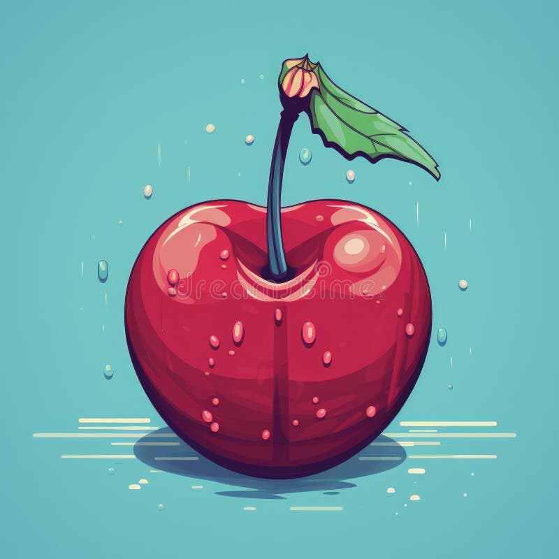 A Detailed Cherry Illustration with Vibrant Colors,cherries ...