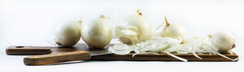 Detailed Chopped White Onions White Background Composition Side View ...