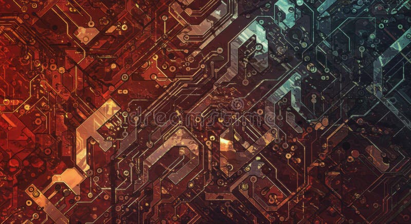 Detailed Circuit Board Design Featuring Intricate Motherboard Patterns ...
