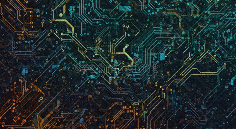A Detailed Circuit Board Pattern Showing an Intricate Network of ...