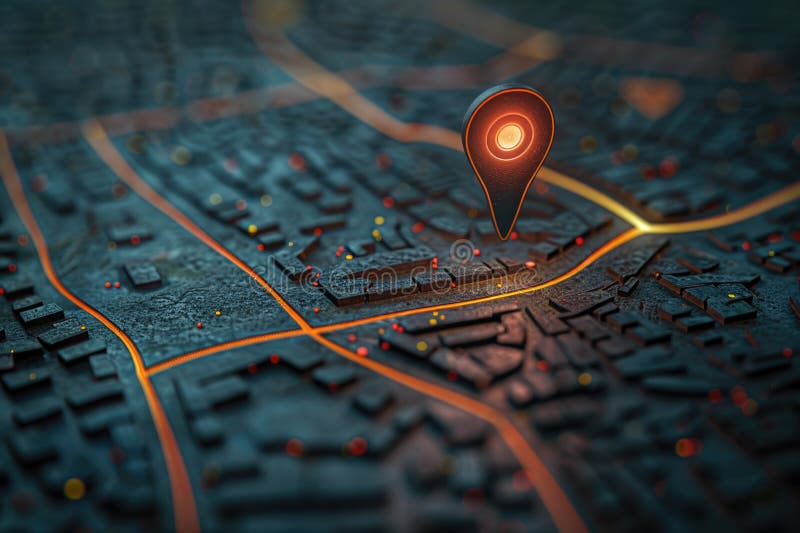 A Detailed City Map Highlighting a Specific Location Marked with a Red ...