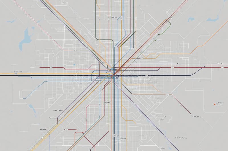 Detailed City Transit Map: Comprehensive Network Visualization Stock ...