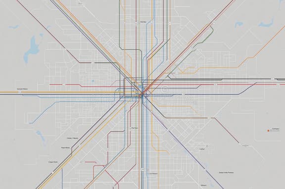 Detailed City Transit Map: Comprehensive Network Visualization Stock ...