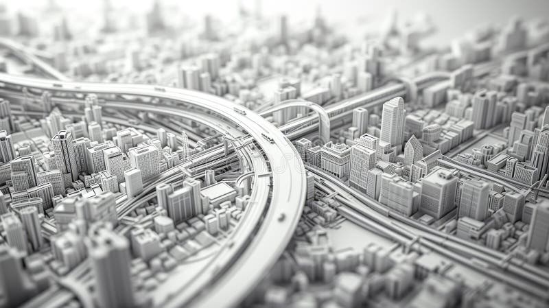 Detailed Cityscape with Intricate 3D Highway System Stock Illustration ...