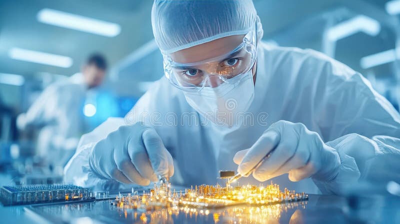 Detailed Cleanroom Manufacturing Process in Action Stock Illustration ...