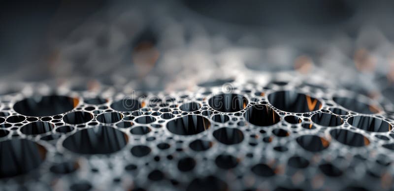 Detailed Close-Up of Abstract Black and Silver Bubble Structure with ...