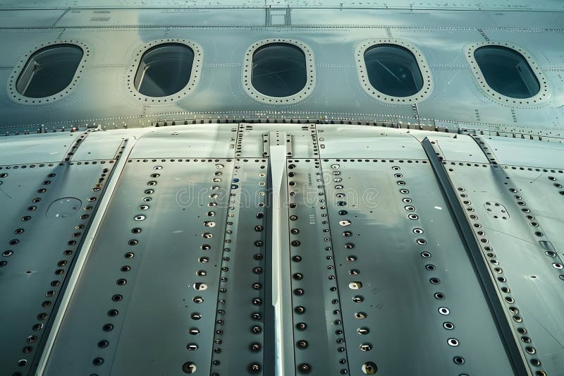 Detailed Close-Up of Aircraft Fuselage, Rivets, Panels, and Windows ...