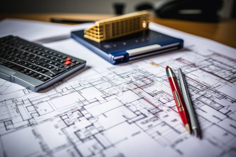 Detailed Close Up of an Architect S Gantt Chart with Design Tools and ...