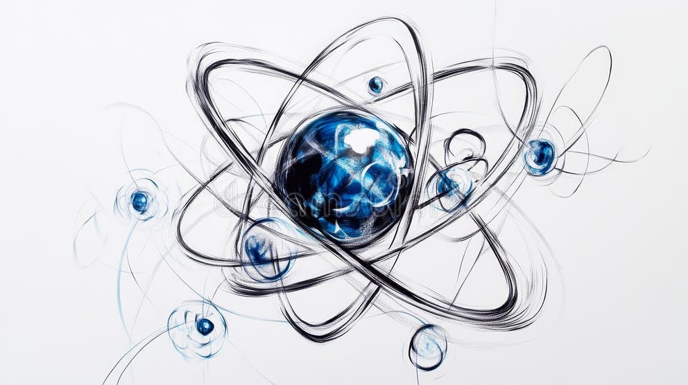 Detailed Close Up of an Atom Central Nucleus and Electrons in Dynamic ...