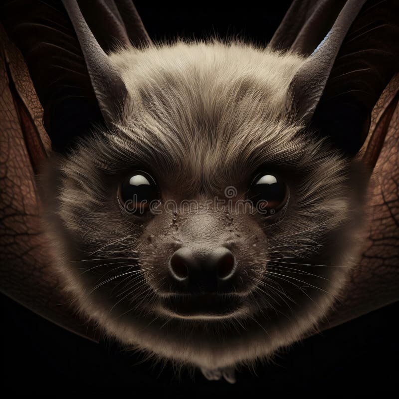 Close-up of a Bat Face, AI Generated Stock Image - Image of skin, hair ...