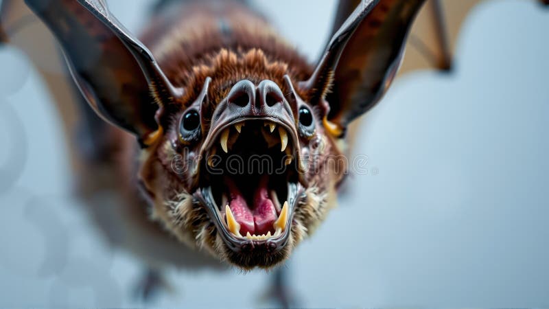 Halloween Close-up of a Flying Bat with Sharp Fangs. AI Generation ...