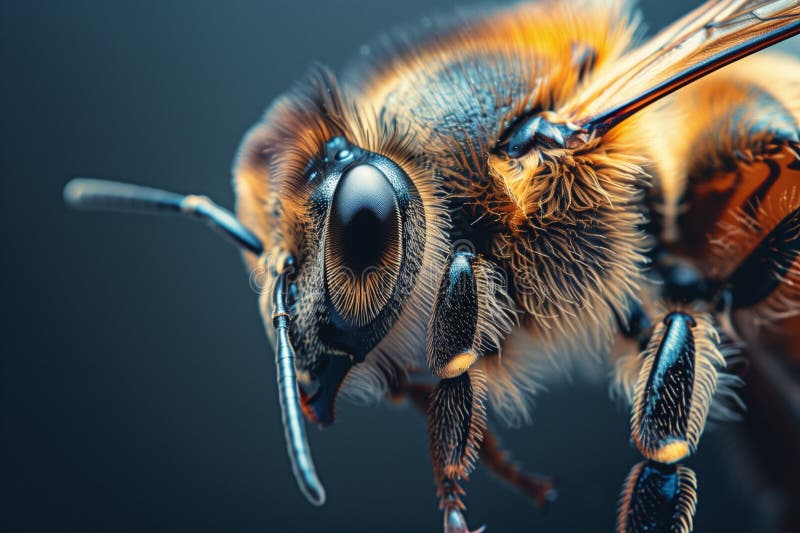 Detailed Close Up of a Bees Face, Showcasing Its Intricate Features and ...