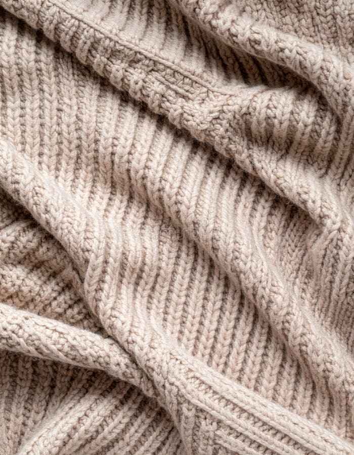 Detailed Close Up of Beige Knitted Wool Texture Fabric Material Design ...