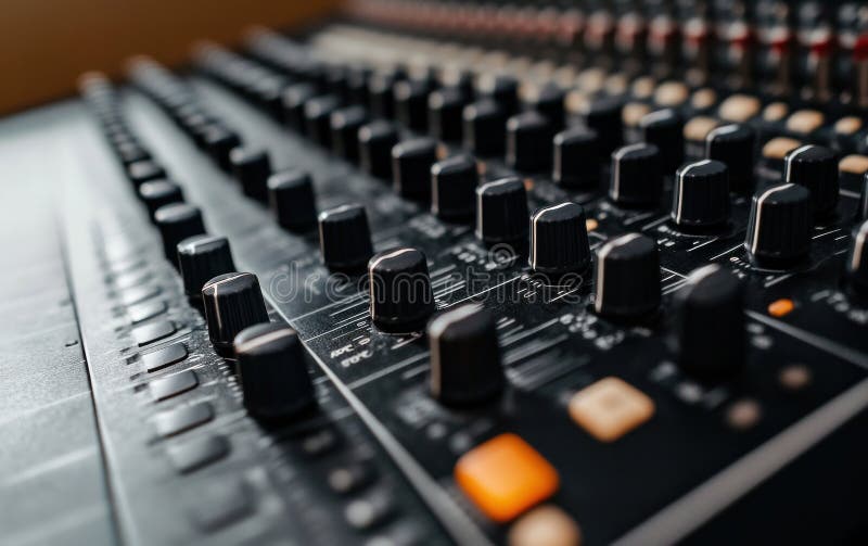 Detailed Close Up of Black Audio Mixing Console Stock Illustration ...
