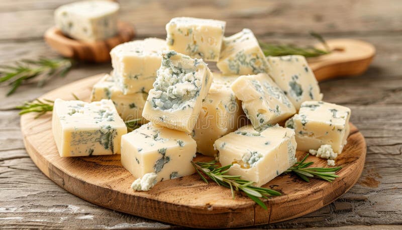 Detailed Close Up of Blue Cheese Displaying Intricate Mold Patterns and ...