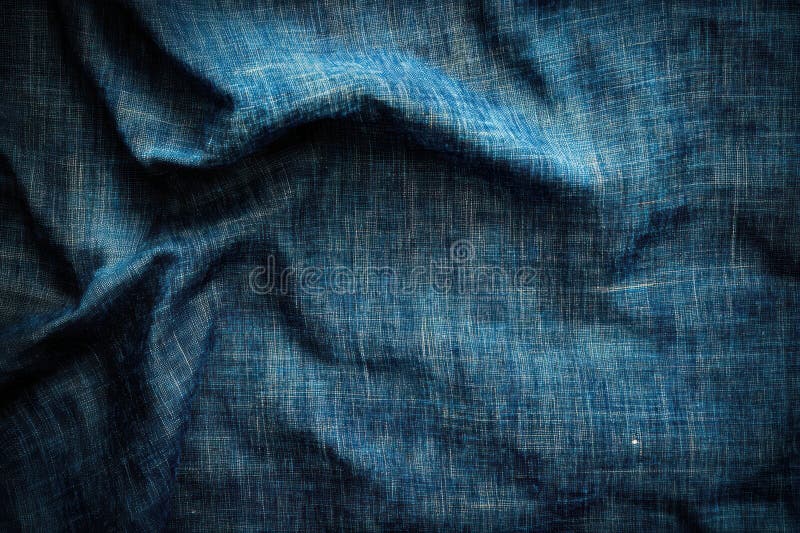 A Detailed Close-up of Blue Fabric Set Against a Dark Backdrop. Stock ...