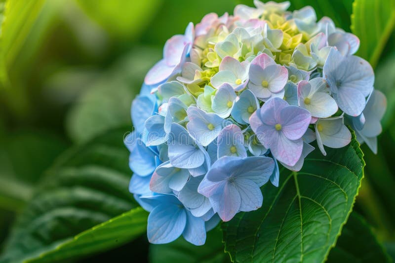 Detailed Close-up of a Blue Hydrangea Bloom with Rich Color and ...