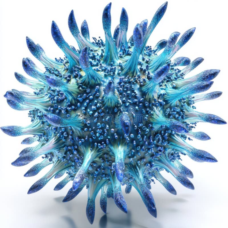 A Detailed Close Up of a Blue and White Spiky Textured Sphere Stock ...