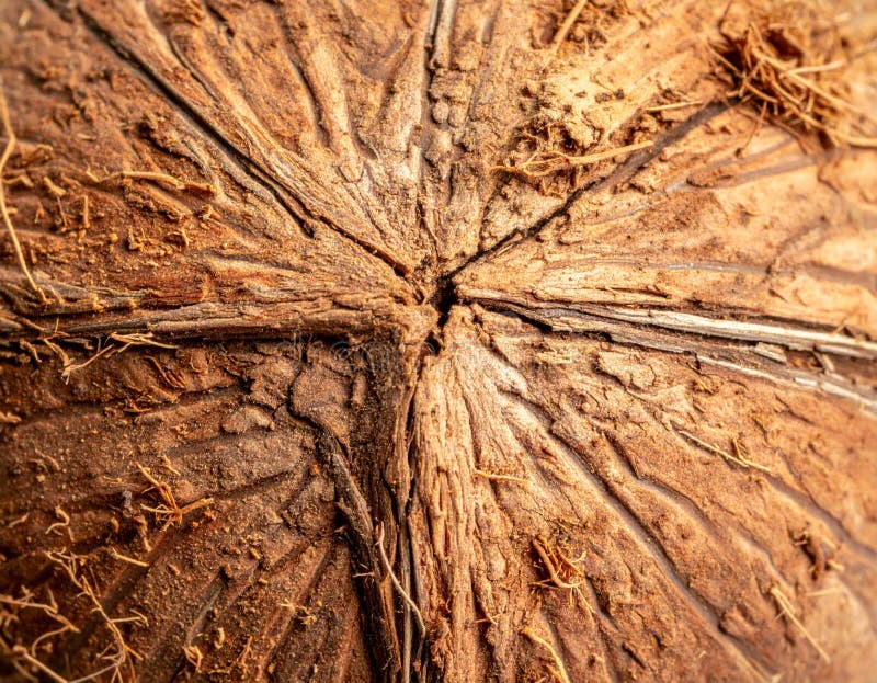 Detailed Close Up of Brown Coconut Shell with Natural Rough Texture ...