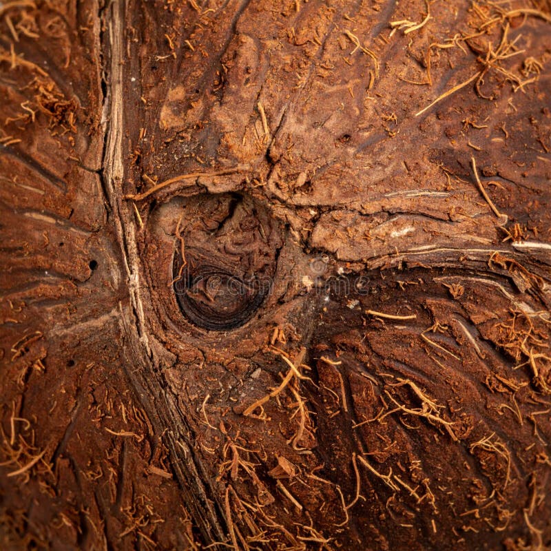Detailed Close Up of Brown Coconut Shell Texture in Macro Photography ...