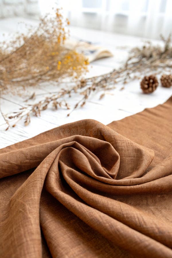 Brown Linen Fabric Cloth Texture for Background Stock Illustration ...