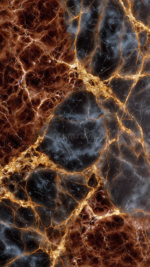 Detailed Close-Up of Brown Marble Texture with Gold Veins and Abstract ...
