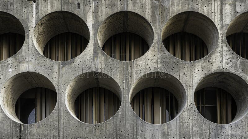 A Detailed Close-up of a Brutalist Facade with Concrete Textures and ...