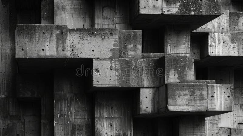 A Detailed Close-up of a Brutalist Facade with Concrete Textures and ...