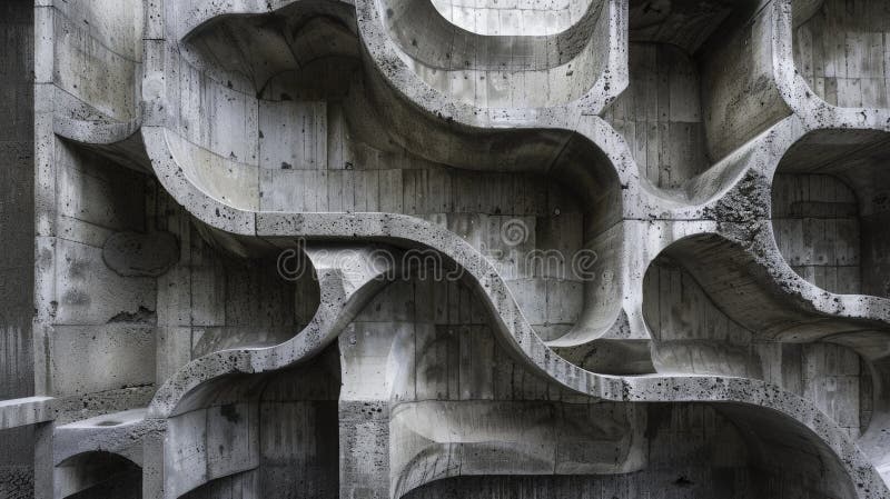 A Detailed Close-up of a Brutalist Facade with Concrete Textures and ...