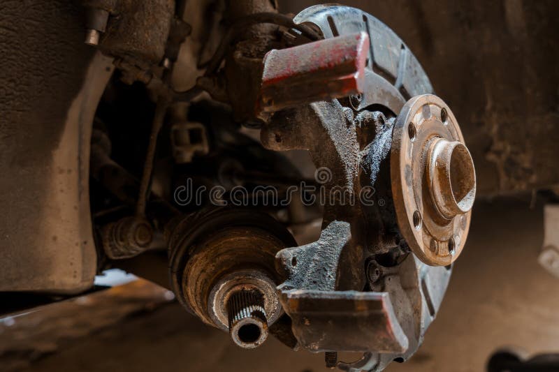Detailed Close Up Car Brake Assembly Workshop Setting Stock Photos ...