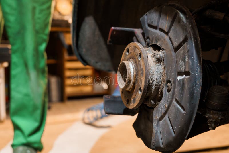 Detailed Close Up Car Brake System Workshop Setting Stock Photos - Free ...