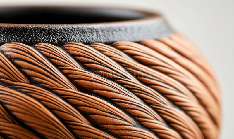 Detailed Close-up of a Ceramic Vase Featuring a Textured Braid Pattern ...
