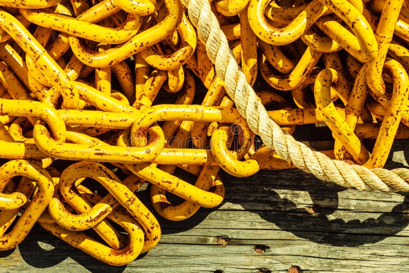 Detailed Close Up Of Chains Stack And Ropes Stock Image - Image of ...