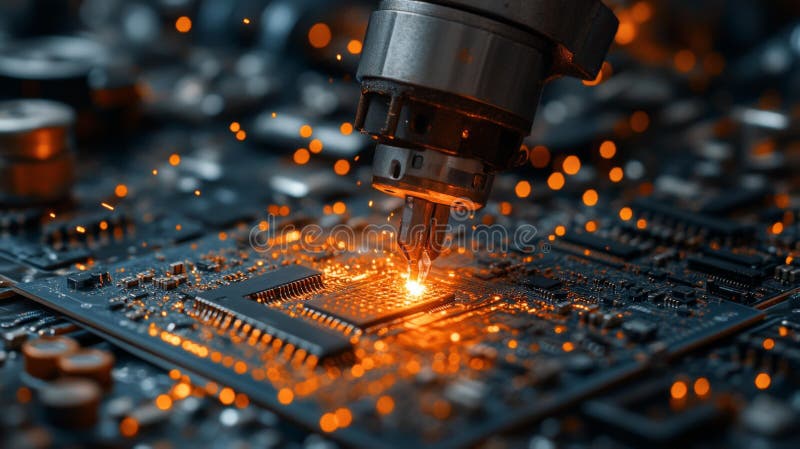 Advanced Technology Circuit Board Being Laser Cut Generative AI Stock ...