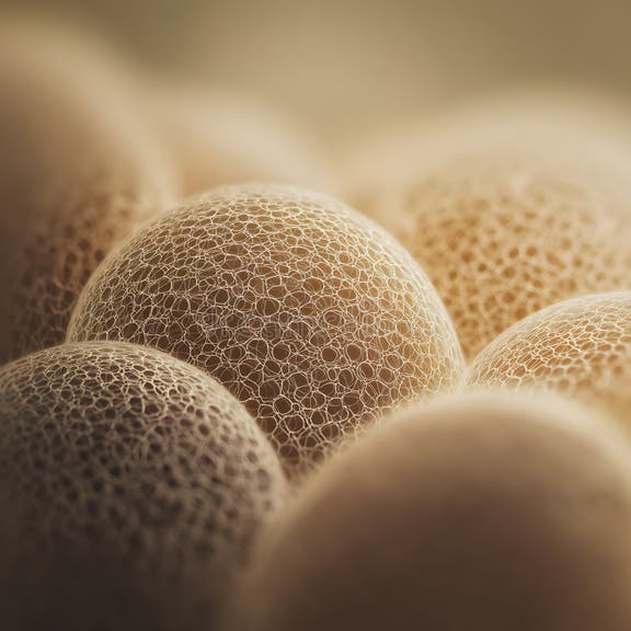 A Close Up View of Clustered Round Structures with a Delicate Net Like ...