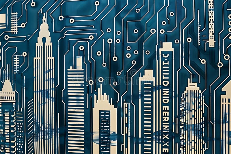 Detailed Close-Up of Complex Blue Printed Circuits with Advanced ...