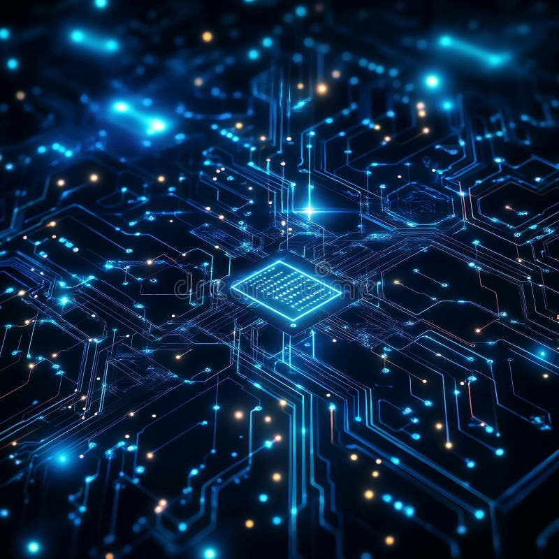 High-tech Abstract Representation of a Computer Circuit with Luminous ...