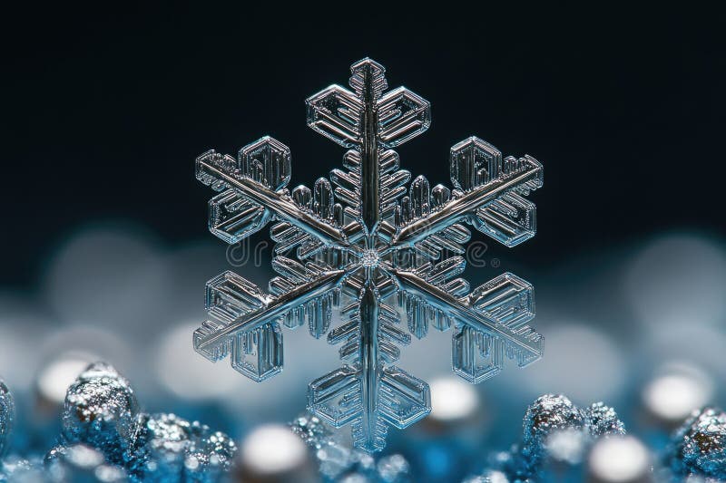 Stunning Close-up of a Single Perfect Snowflake Crystal on a Blue ...