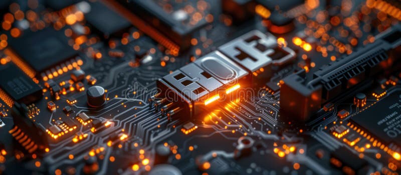 Detailed Close Up of a Computer Chip Stock Image - Image of storage ...