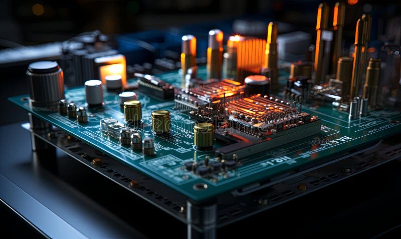 Detailed Close-Up of Computer Motherboard Components Stock Photo ...