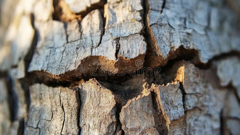 Detailed Close Up of Cracked Tree Bark Texture Stock Illustration ...