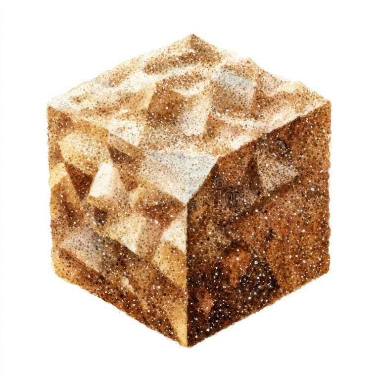 Textured Brown Cube with Sandy Surface on White Background Stock ...