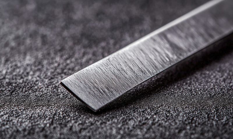 Detailed Close-up of a Damascus Steel Chisel Blade Reveals Its Unique ...