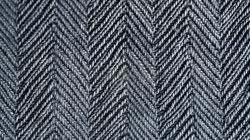 Detailed Close-up of a Dark, Woven Fabric with a Sophisticated Herringbone Pattern, Highlighting ...