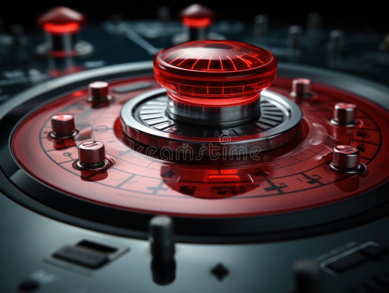 Detailed Close-up of the Device S Control Panel with Glowing Red ...