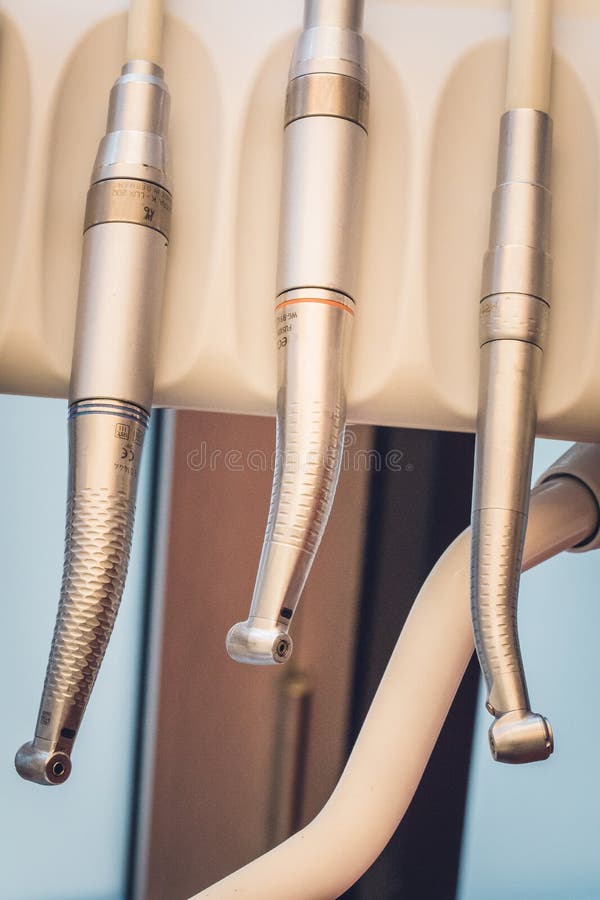 Detailed Close Up of Different Dental Instruments and Tools Stock Photo ...
