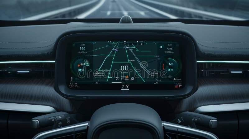 Detailed Close Up of the Digital Screen on a Car S Dashboard for an in ...