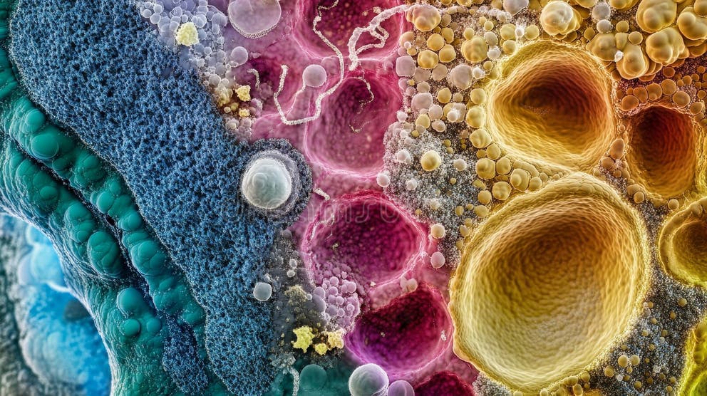 Detailed Close Up of Diverse Cells Under Microscope Showcasing Unique ...