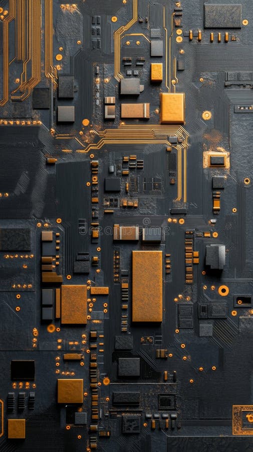 Detailed Close Up Electronic Circuit Board Copper Traces Components ...