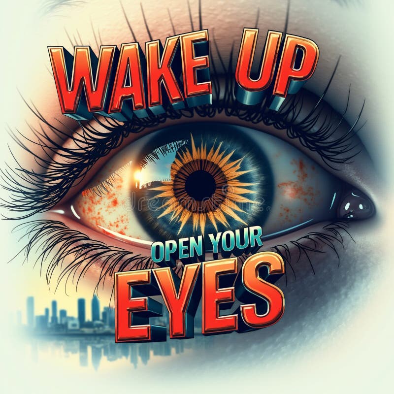 A Detailed Close-up of an Eye Features Vivid Graphics Wake Up Open Your ...